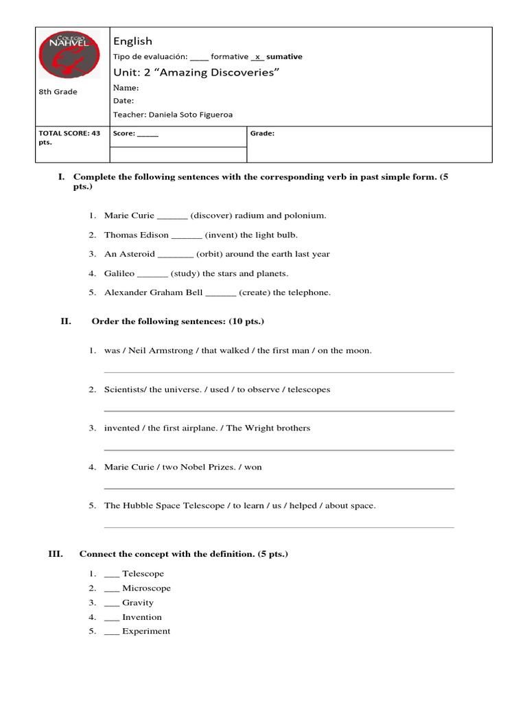 8th Grade Vocabulary and Grammar | PDF | Marie Curie | Physical Sciences