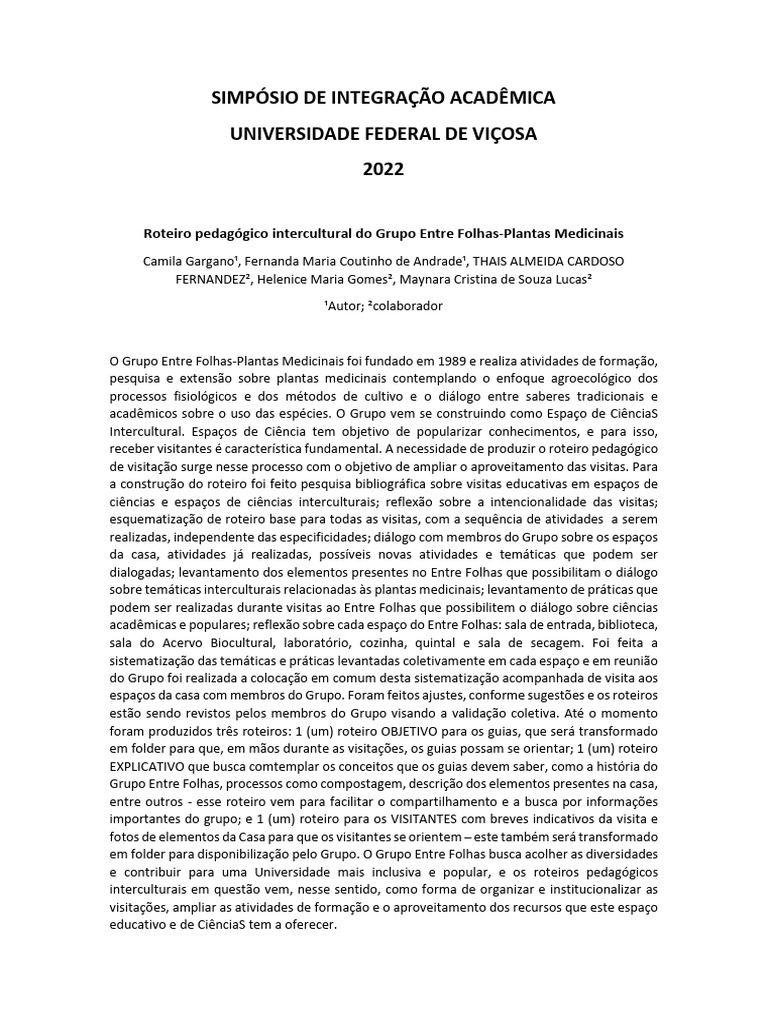 Roteiros Pedagógicos Do Grupo Entre Folhas | PDF | Pedagogia | Science
