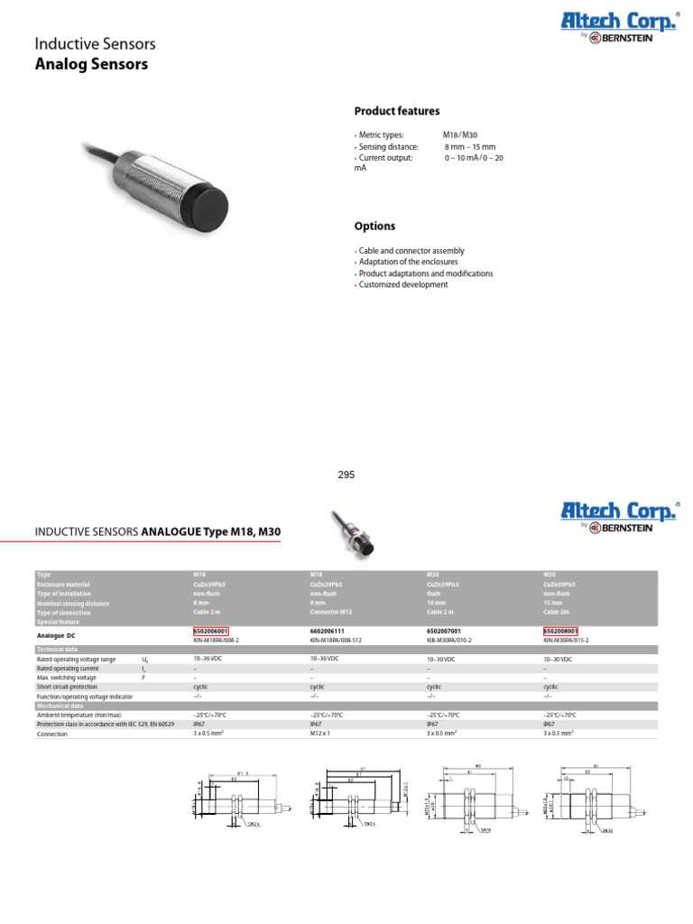 57-2021 Altech-Bernstein Sensors - Inductive Analog | PDF | Power ...
