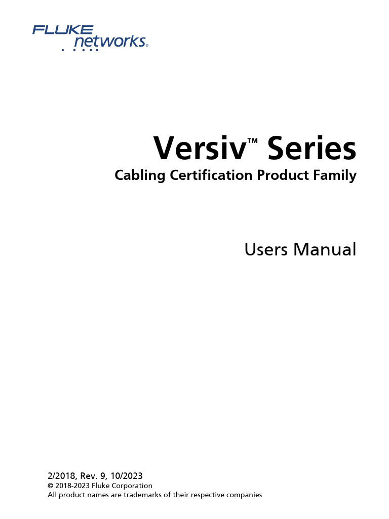 Versiv Series: Users Manual | PDF | Rechargeable Battery | Optical Fiber