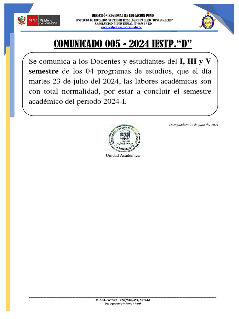 Comunicado 05 2024 | PDF