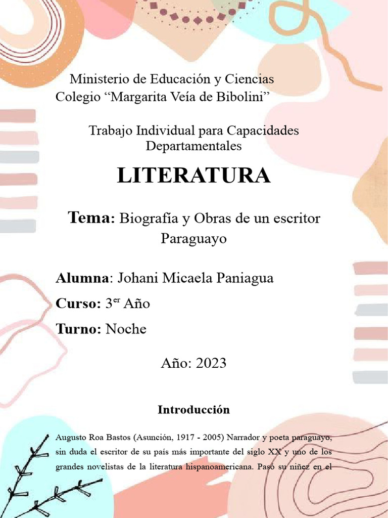 Biografia Augusto Roa Basta | PDF | Paraguay