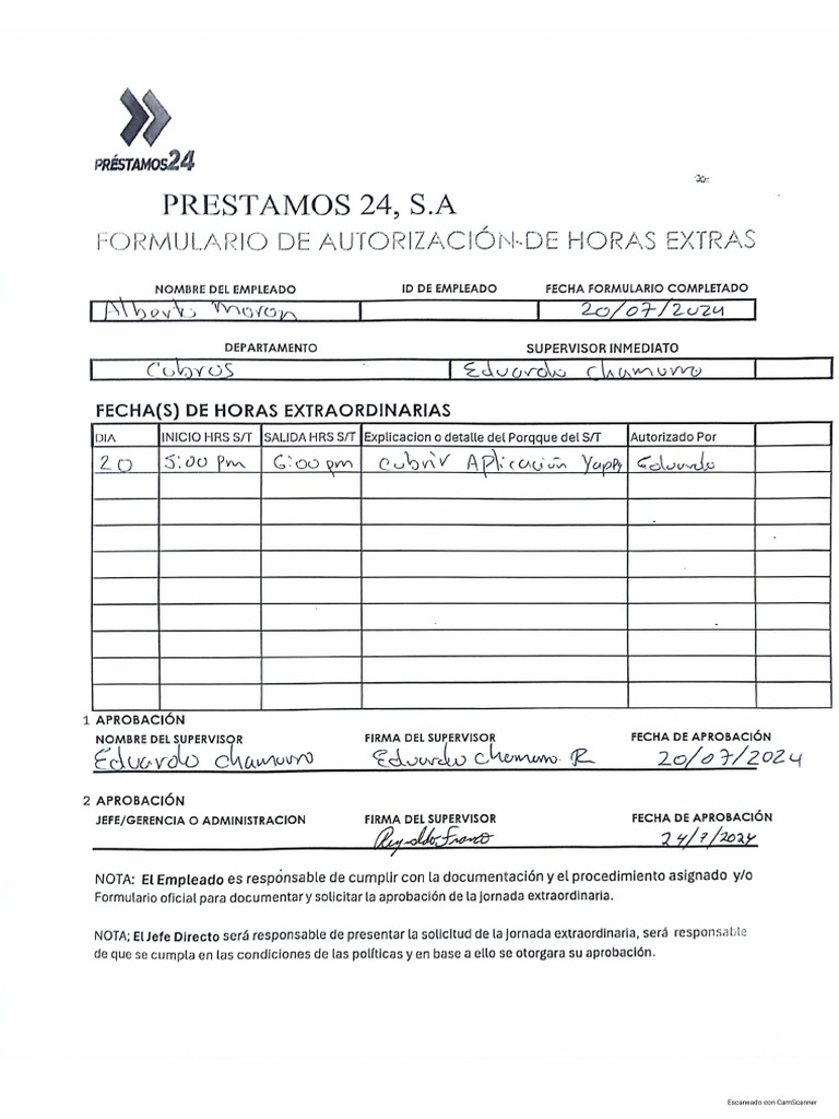 Horas Extras Alberto | PDF