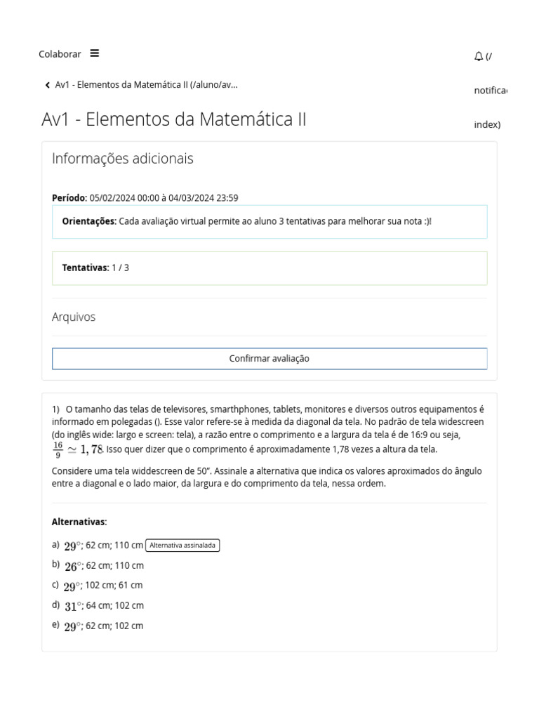 Av1 - Elementos Da Matemática II | PDF | Curva