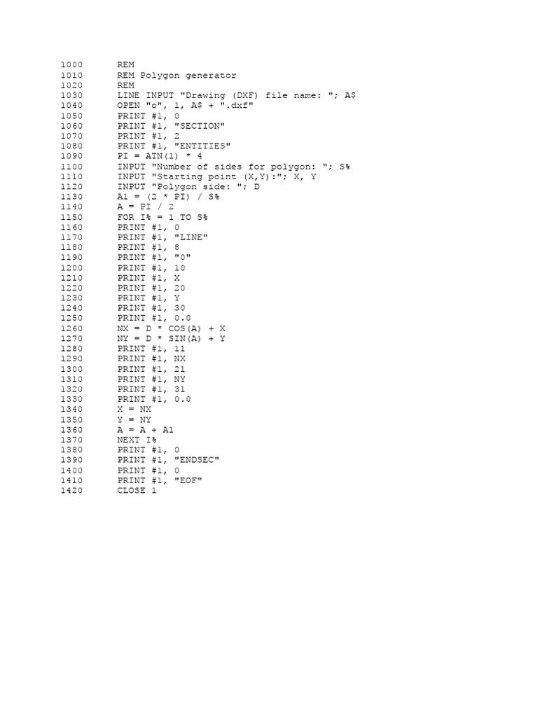 Poligonos Do Gwbasic para Autocad | PDF | Teaching Methods & Materials