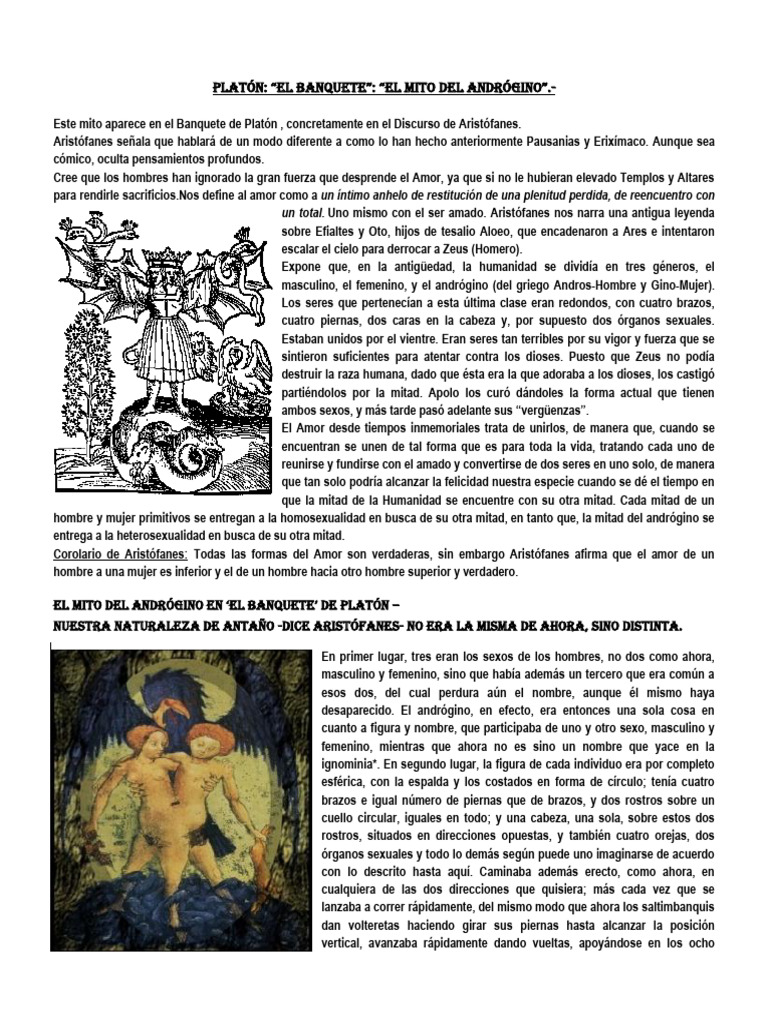 Mito del Andrógino en El Banquete de Platón | PDF | Alquimia | Amor