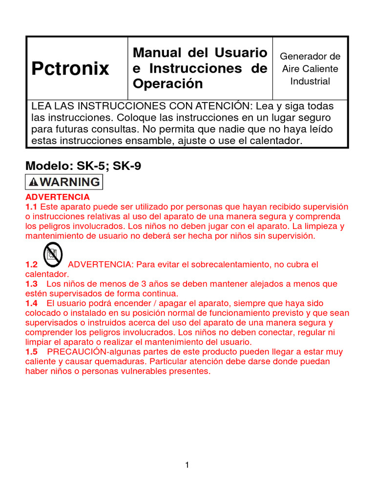 Manual Turbo Calefactor Electrico sk5-sk9 Esp | PDF | Termostato
