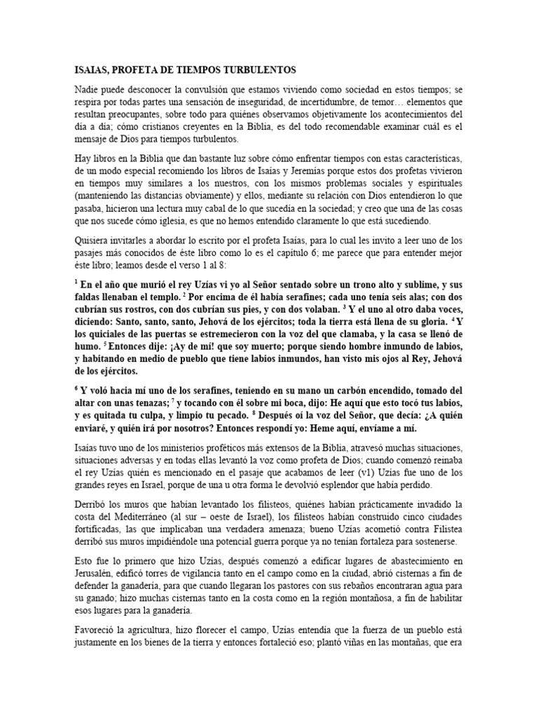 Isaias, Profeta en Tiempos Turbulentos | PDF | Dios | Profeta