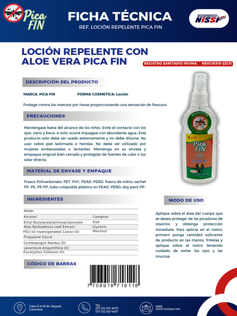 Ficha Tecnica Locion Repelente | PDF