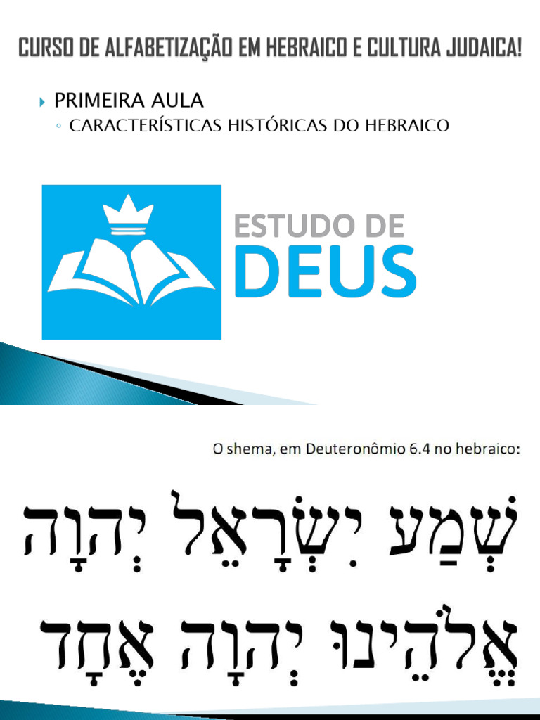 1 Aula Introducaoao Hebraico | PDF | Idioma hebreu | Alfabeto