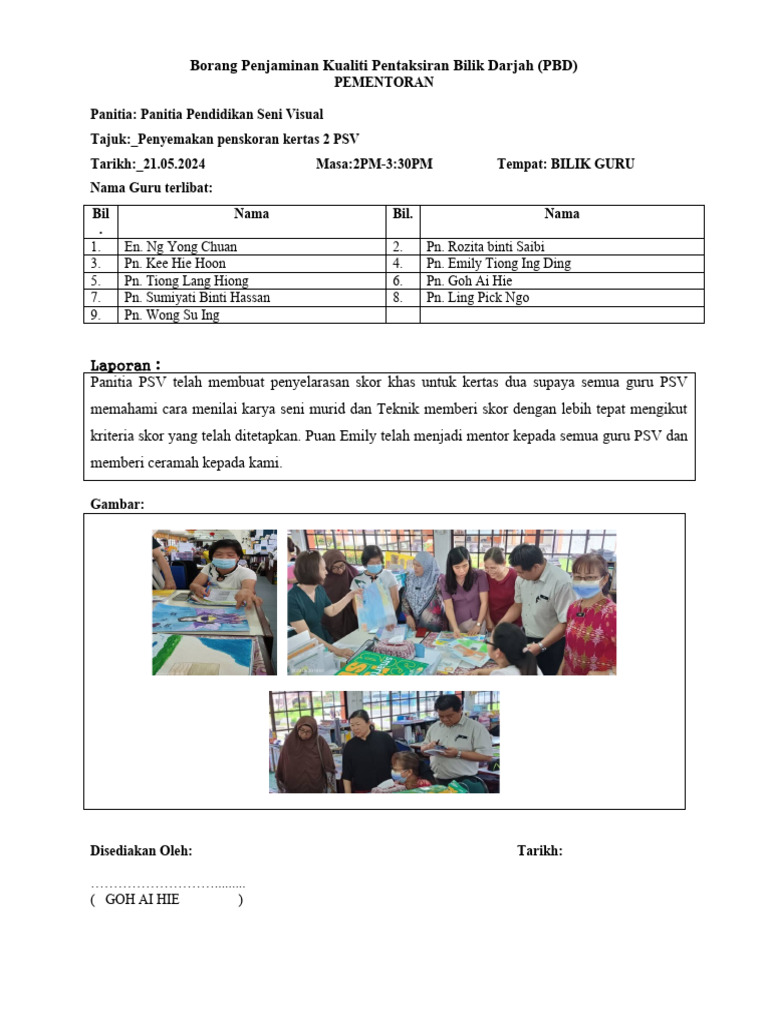 Borang Penjaminan Kualiti 4P PBD | PDF
