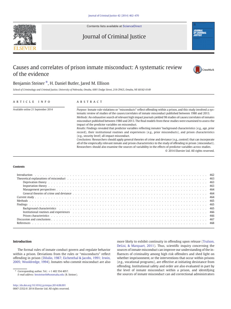 Inmate Misconduct Causes: A Review | PDF | Incarceration In The United ...