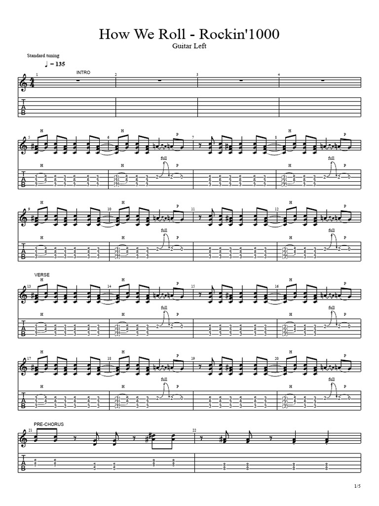 Guitar Tab for Rockin'1000 | PDF | Rock Music | Singles (Music)