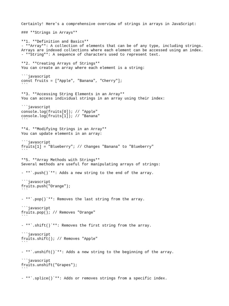 Strings Js Notes | PDF | String (Computer Science) | Computer Data