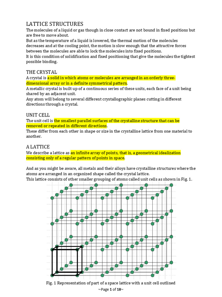 c8 Engineering Materials I Handout - Lattice Structures | PDF | Crystal ...