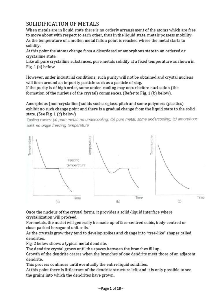 c8 Engineering Materials Handout Solidification of Metals and Solidification | PDF | Crystal ...