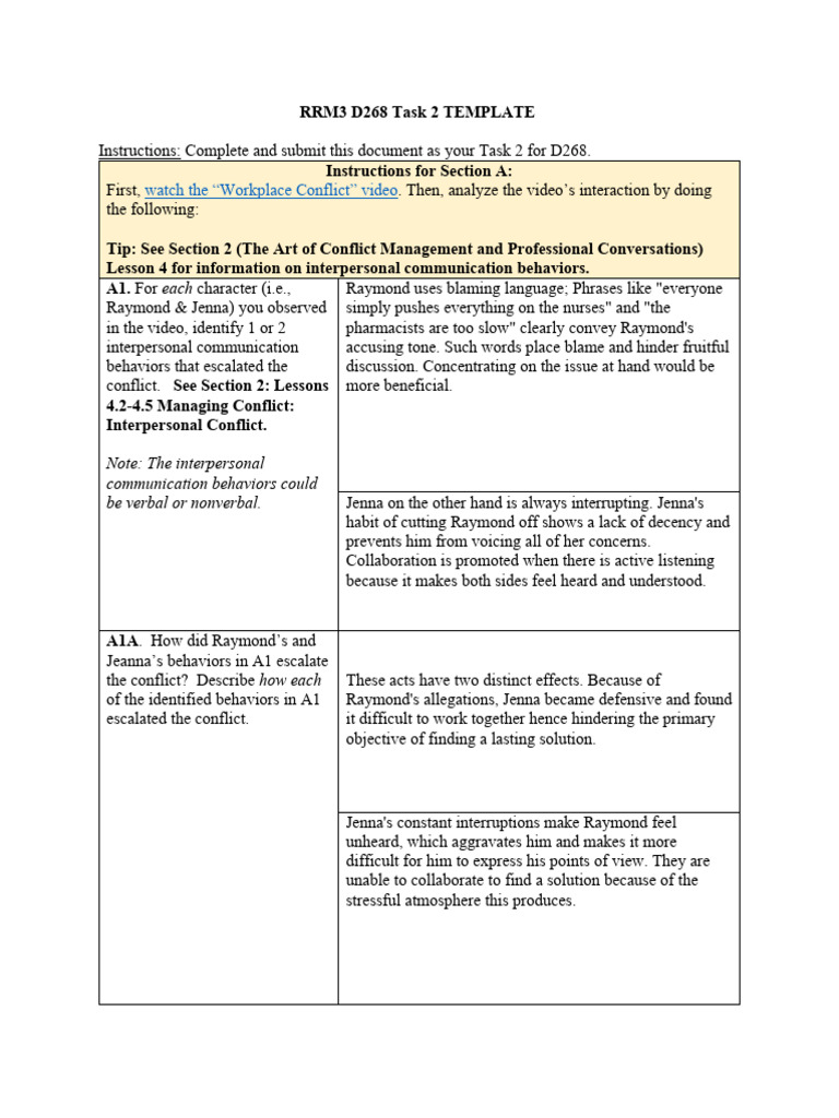 RRM3 - D268 - Task - 2 Revised | PDF | Negotiation | Communication