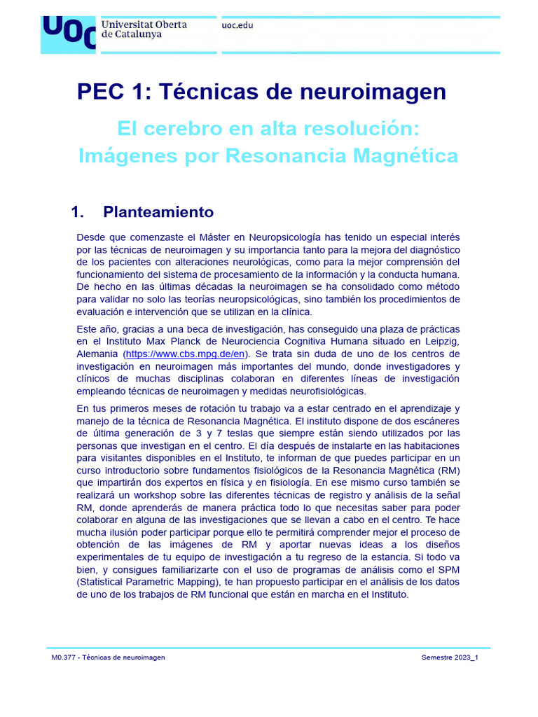 M0.377 Pec1 2023 1 RM | PDF | Neuroimagen | Neuropsicología