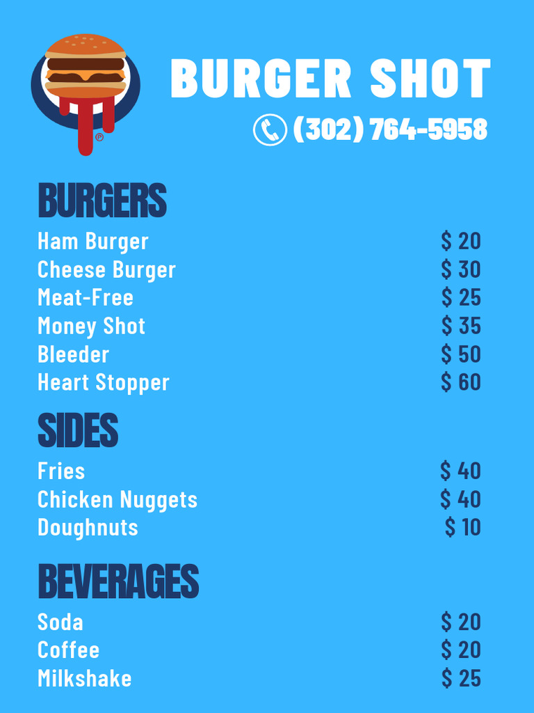 Burger Shot Menu | PDF