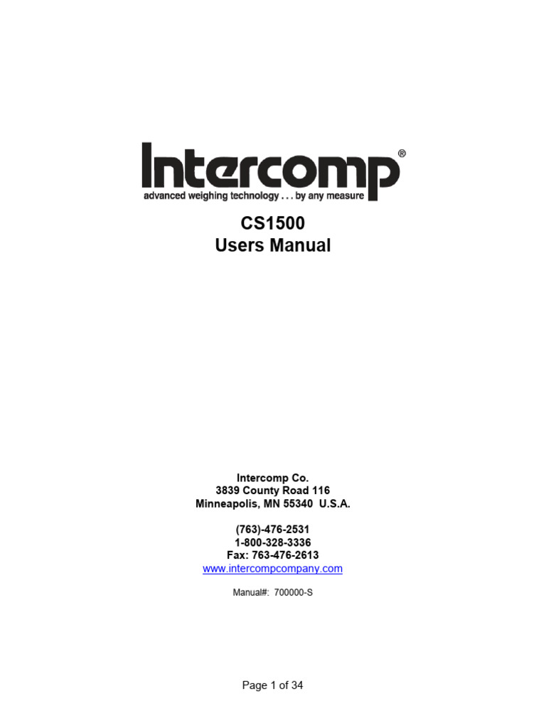 CS1500 Crane Scale User Manual | PDF | Pound (Mass) | Rechargeable Battery