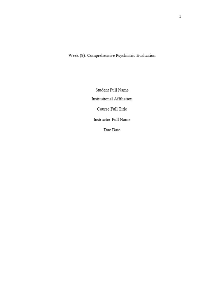 Comprehensive Psychiatric Assessment Edited Document | PDF | Mental ...