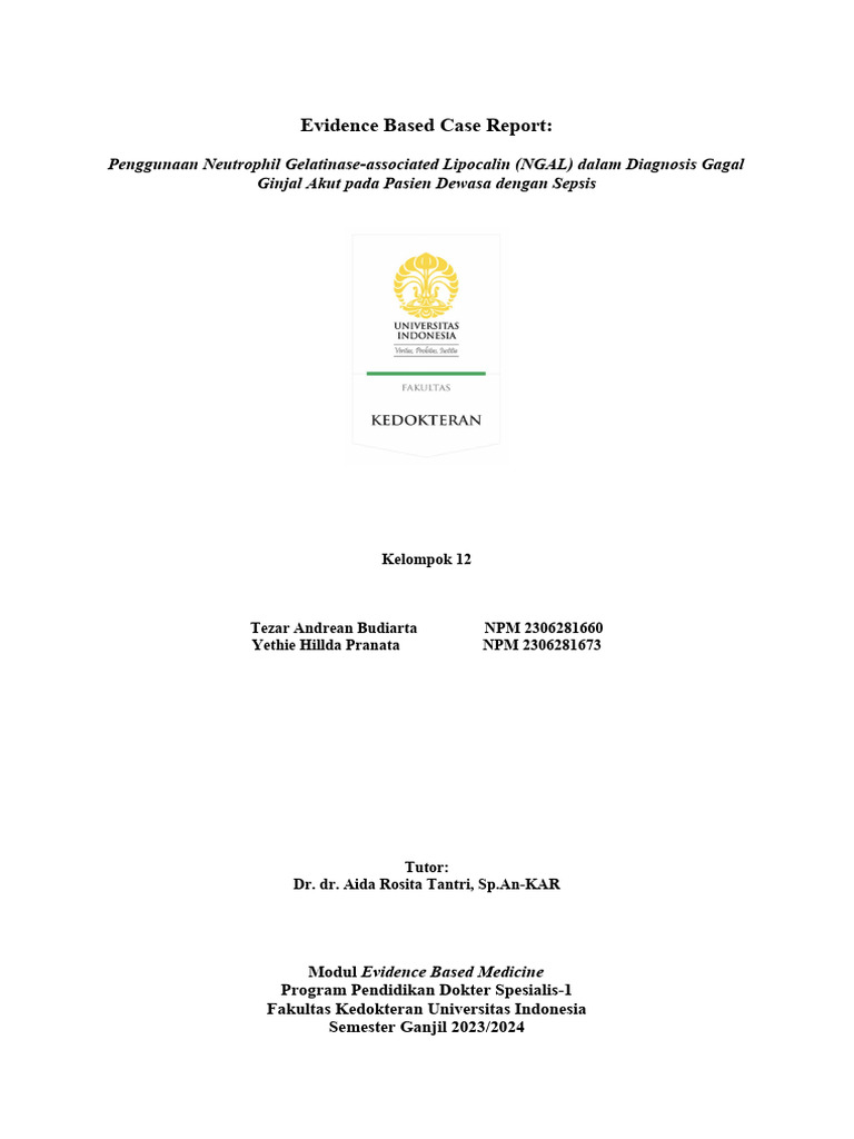 EBCR Deteksi Dini AKI Dengan NGAL | PDF | Pengembangan Diri | Kesehatan Holistik