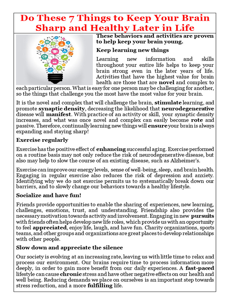 Do These 7 Things To Keep Your Brain Sharp and Healthy Later in Life ...