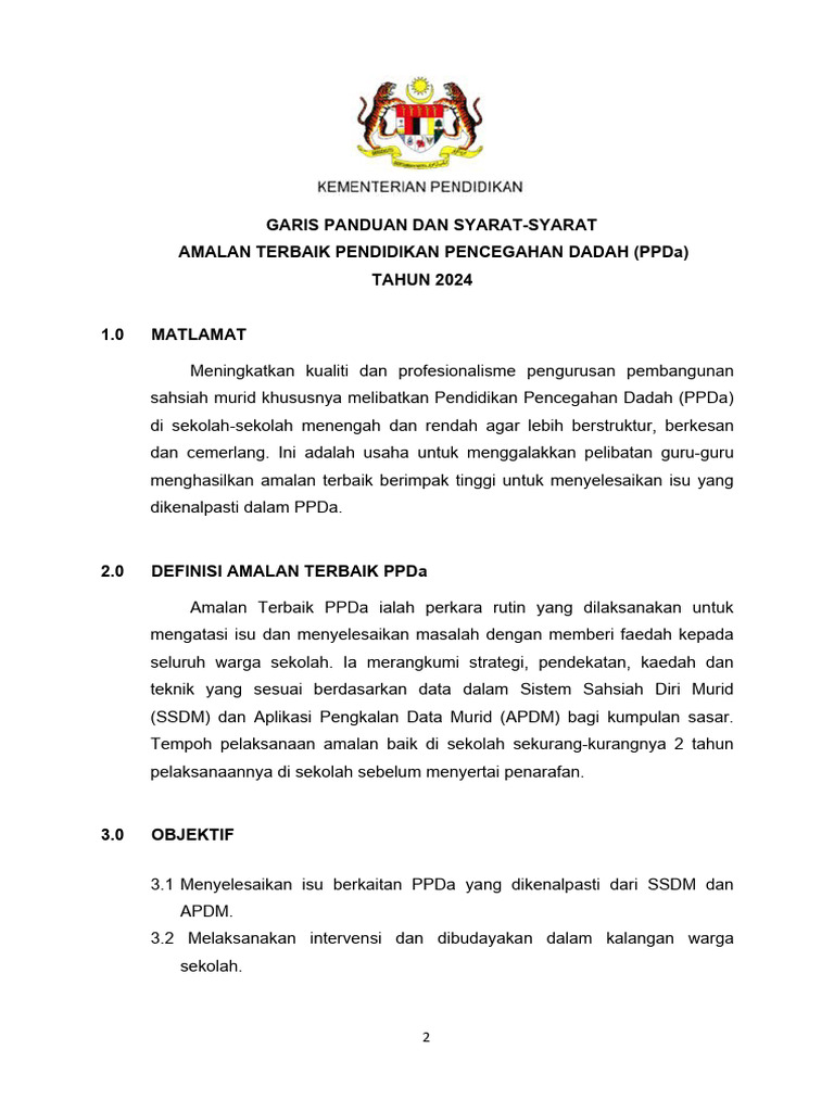 Garis Panduan Dan Instrumen Amalan Terbaik PPDa 2024 | PDF