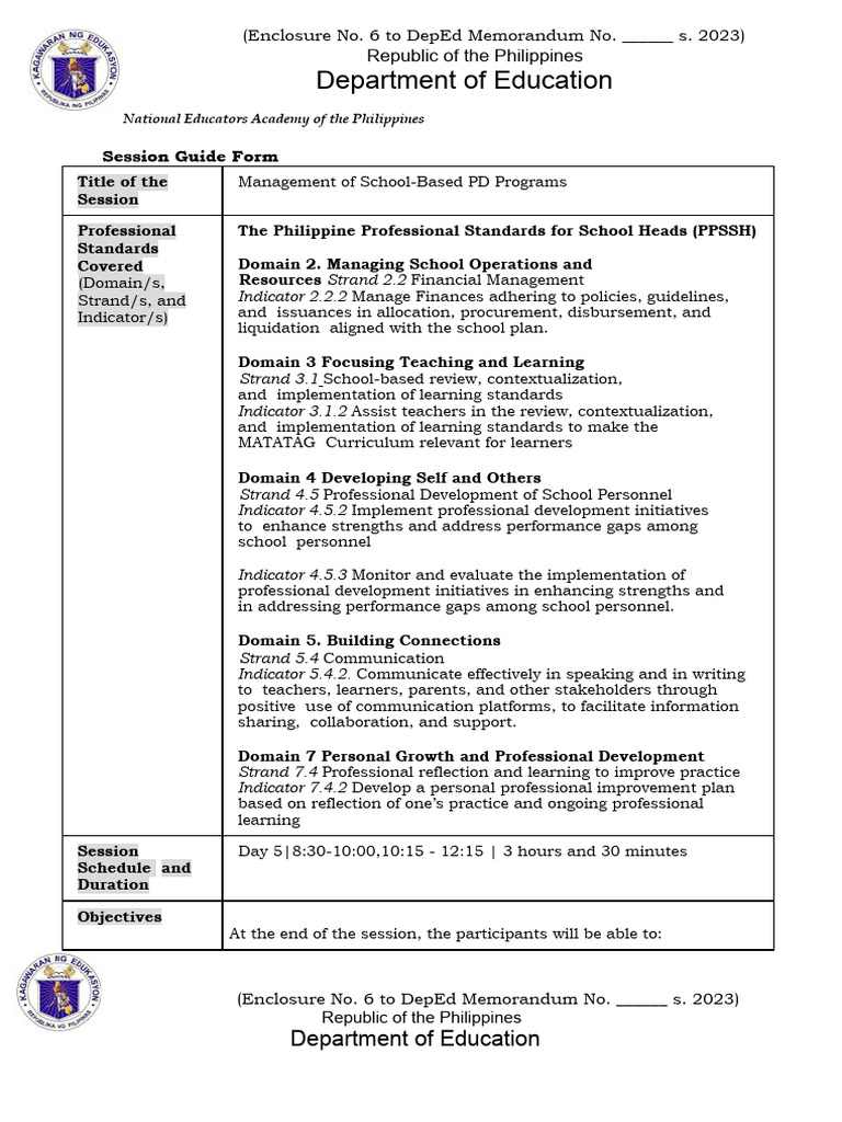 SG - Management of Schoolbased PD Programs | PDF | Learning | Curriculum