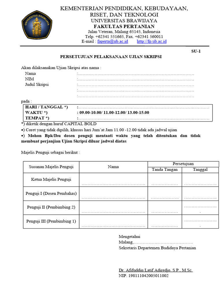 Form Persetujuan Ujian | PDF