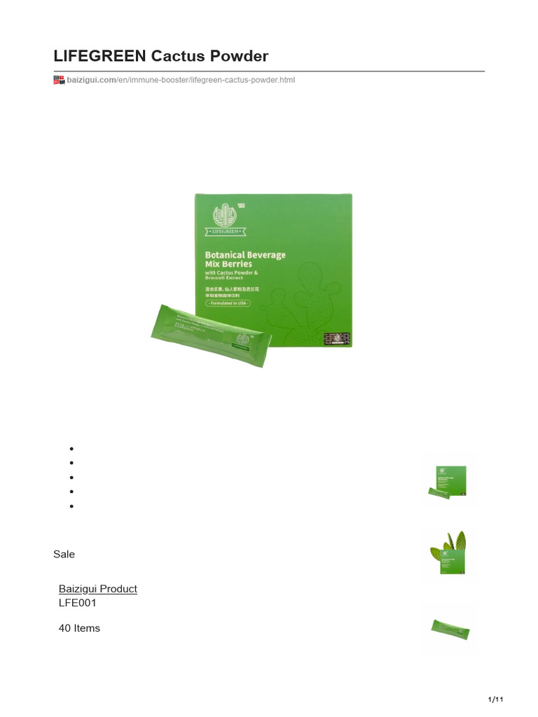 LIFEGREEN Cactus Powder | PDF | Breast Cancer | Dietary Supplements