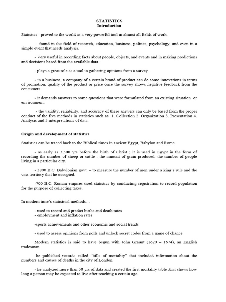 Statistics Lecture | PDF | Sampling (Statistics) | Statistics Statistics Lecture | PDF | Sampling (Statistics) | Statistics