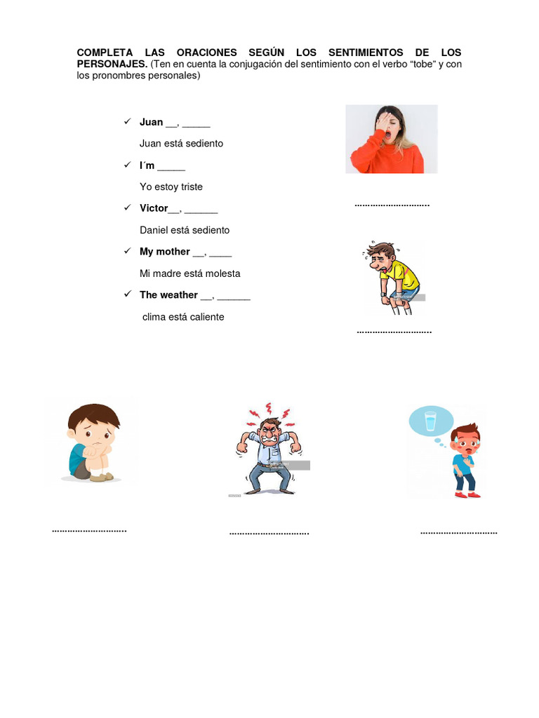 Completa las Oraciones de Sentimientos | PDF