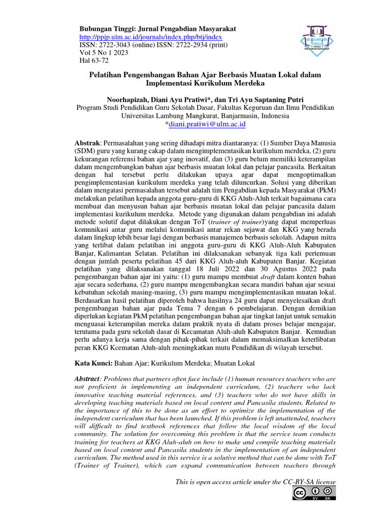 Pelatihan Pengembangan Bahan Ajar Berbasis Muatan | PDF