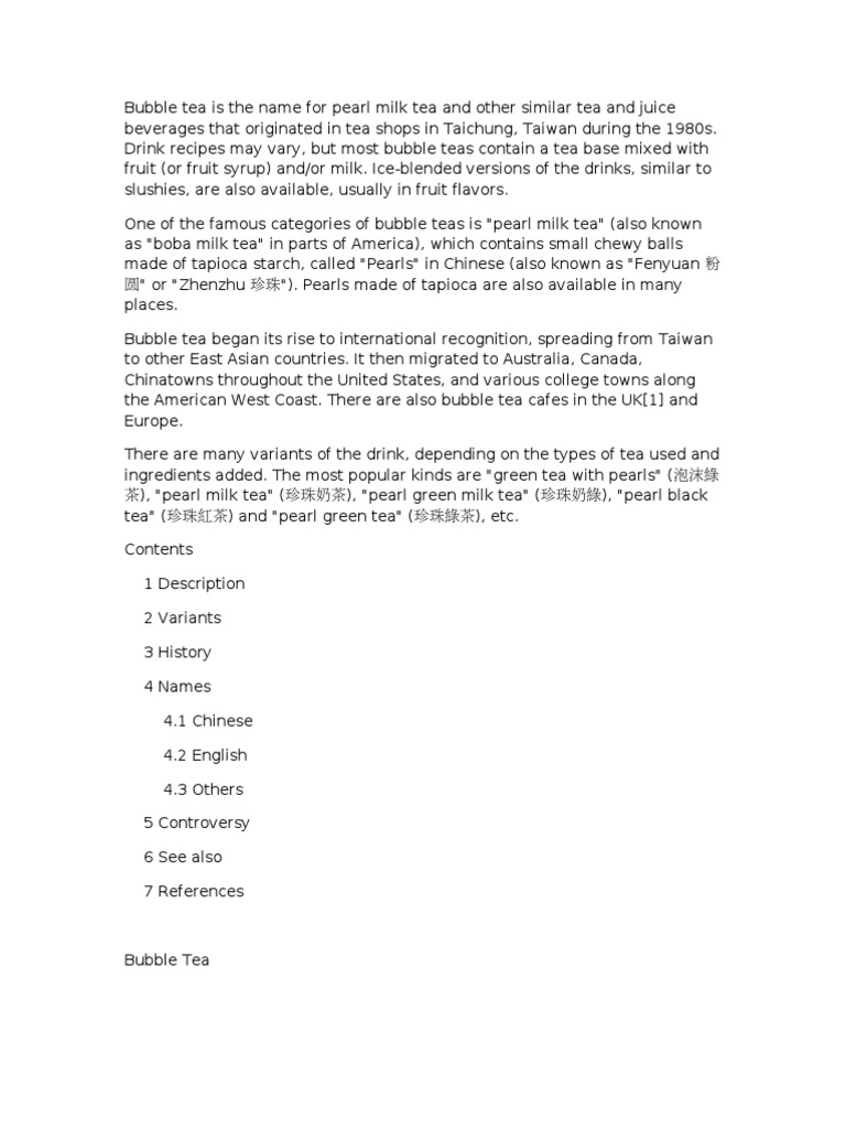 Bubble Tea | PDF | Non Alcoholic Drinks | Cuisine