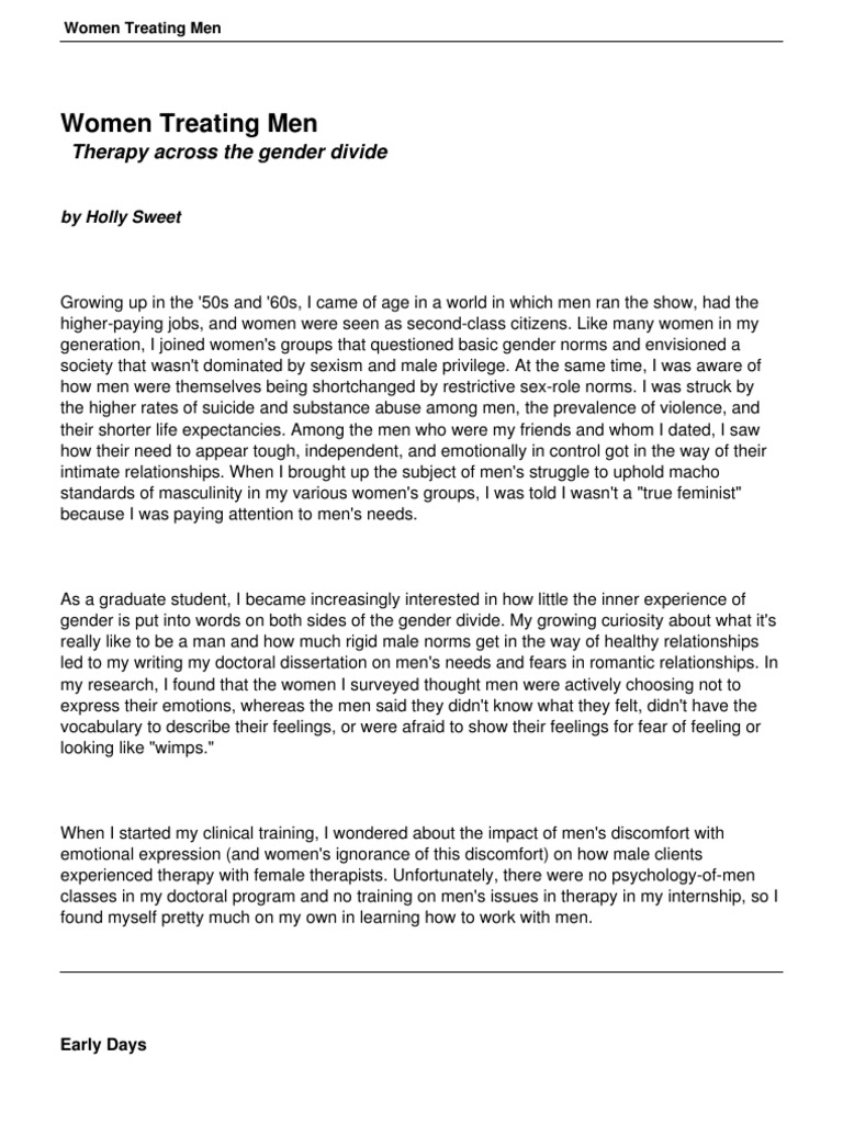 830 Women Treating Men | PDF | Gender Role | Anger