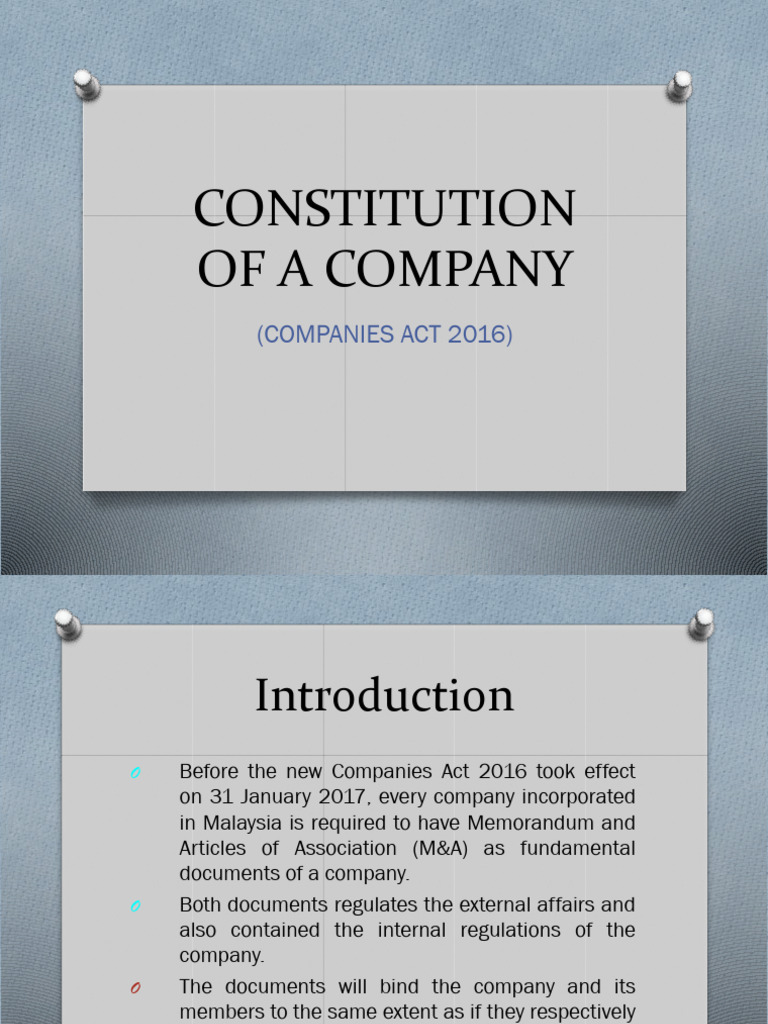03 Constitution of A Company | PDF | Constitution | Companies