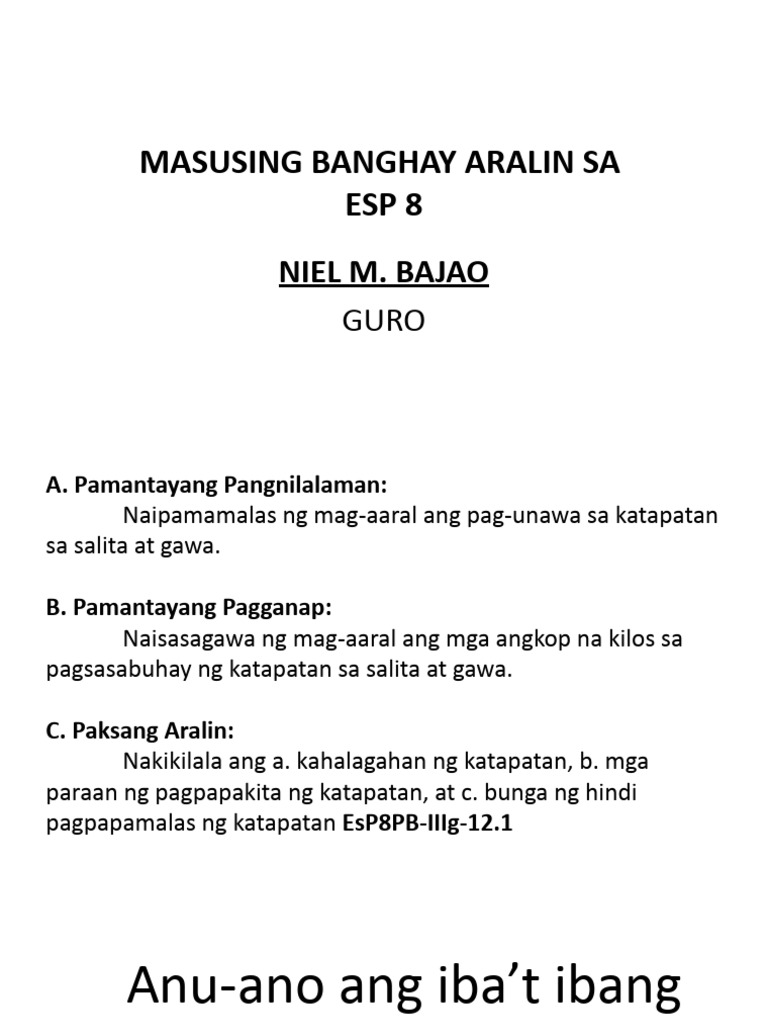 ESP Grade 8 | PDF