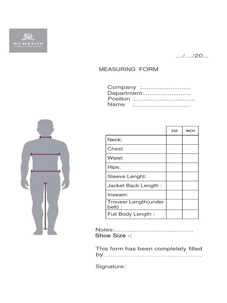 Measurement Form - Male | PDF | Lifestyle