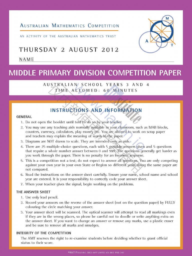 2 - AMC Middle Primary 2012 | PDF