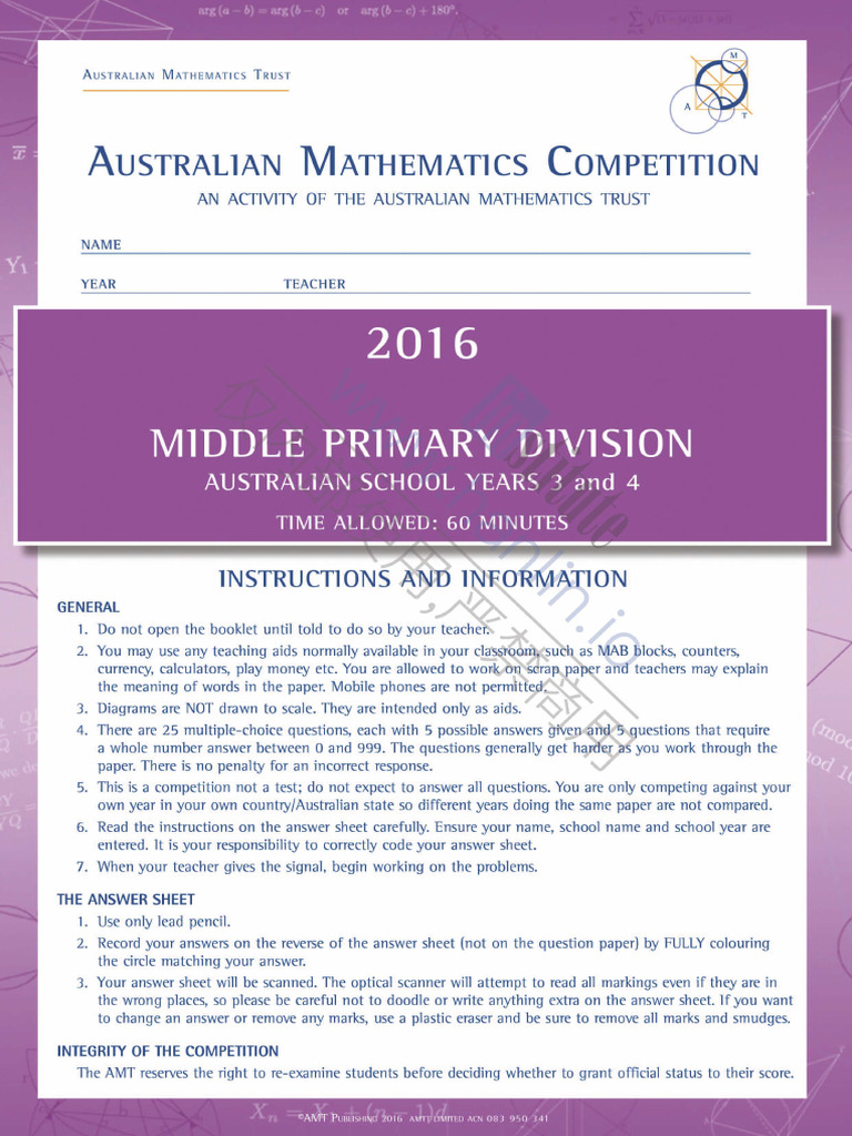 2_AMC Middle Primary 2016 | PDF