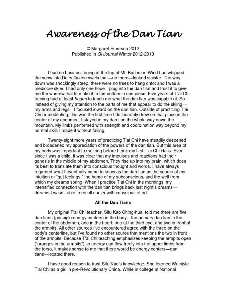 Awareness of The Dan Tian | PDF | Qi | Breathing