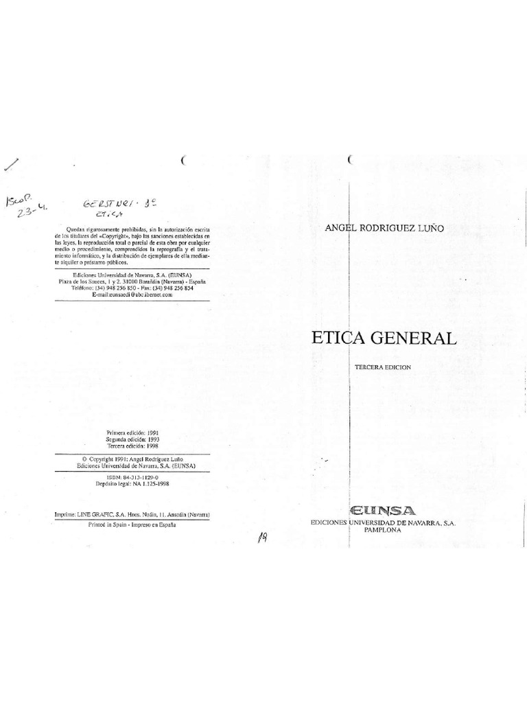 Rodríguez Luño - Ética Filosófica | PDF