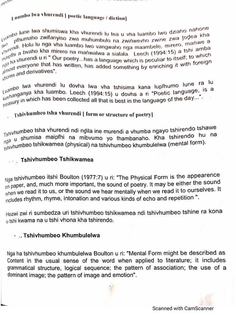 Tshivhumbeo Tsha Vhurendi | PDF