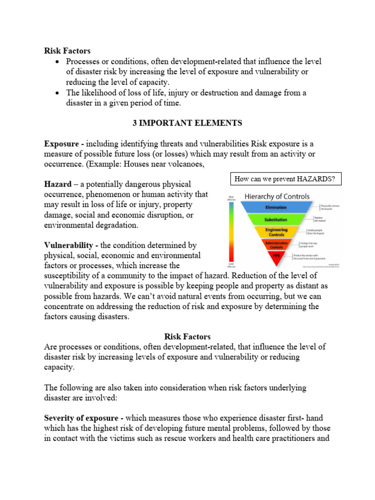 Differentiating Risk Factors Underlying Disaster Lecture | PDF ...