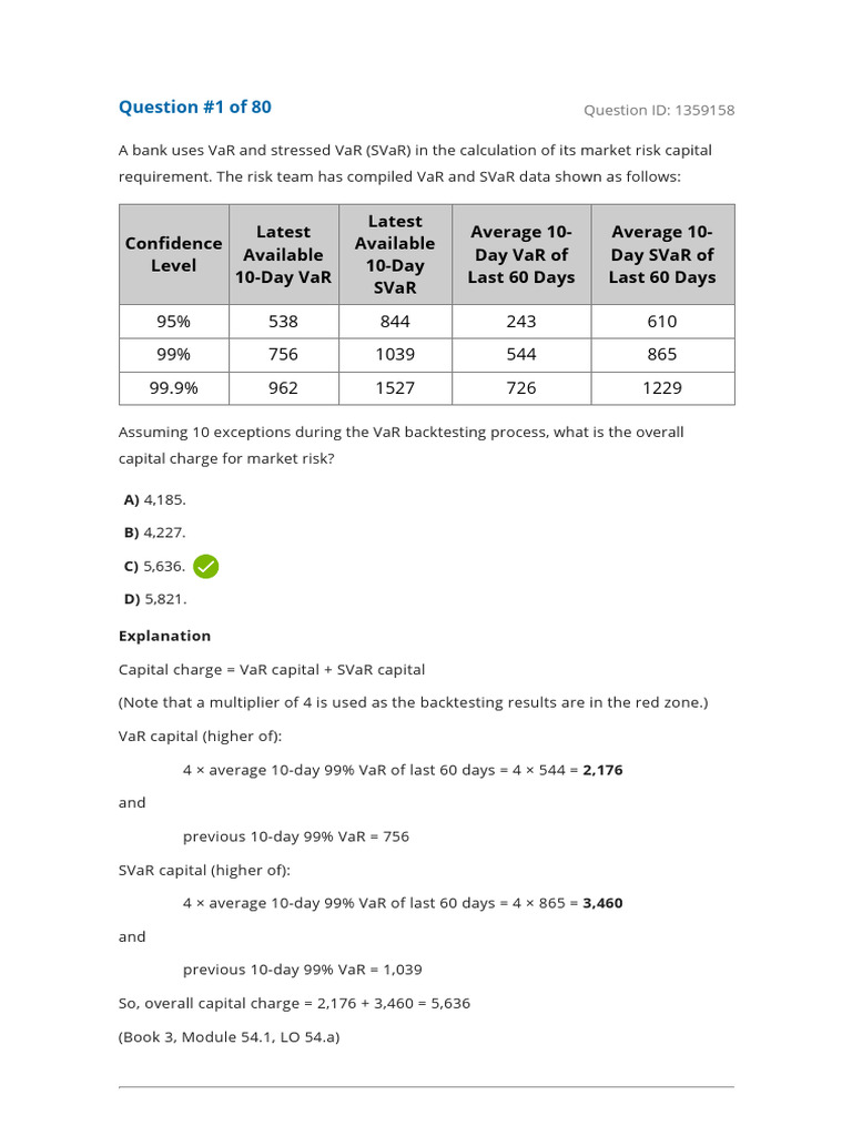 FRM-Mock Exam 2 - Answers | PDF | Value At Risk | Market Liquidity