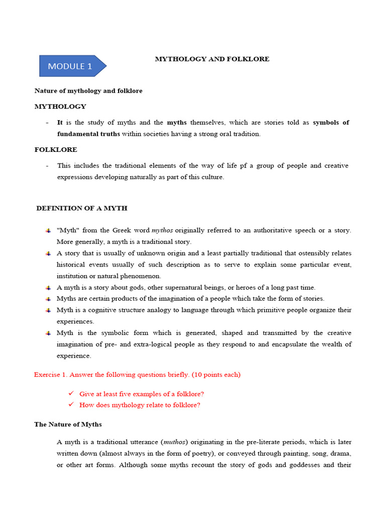 Mythology and Folklore Module | PDF | Greek Mythology | Deities