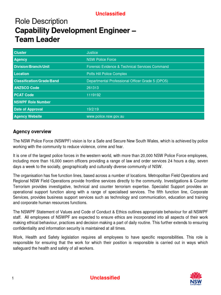 Capability Development Engineer Team Leader DPO5 V1.0 | PDF | Police ...