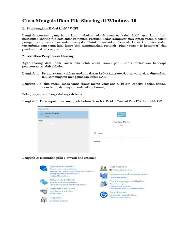 Cara Mengaktifkan File Sharing Di Windows 10 | PDF