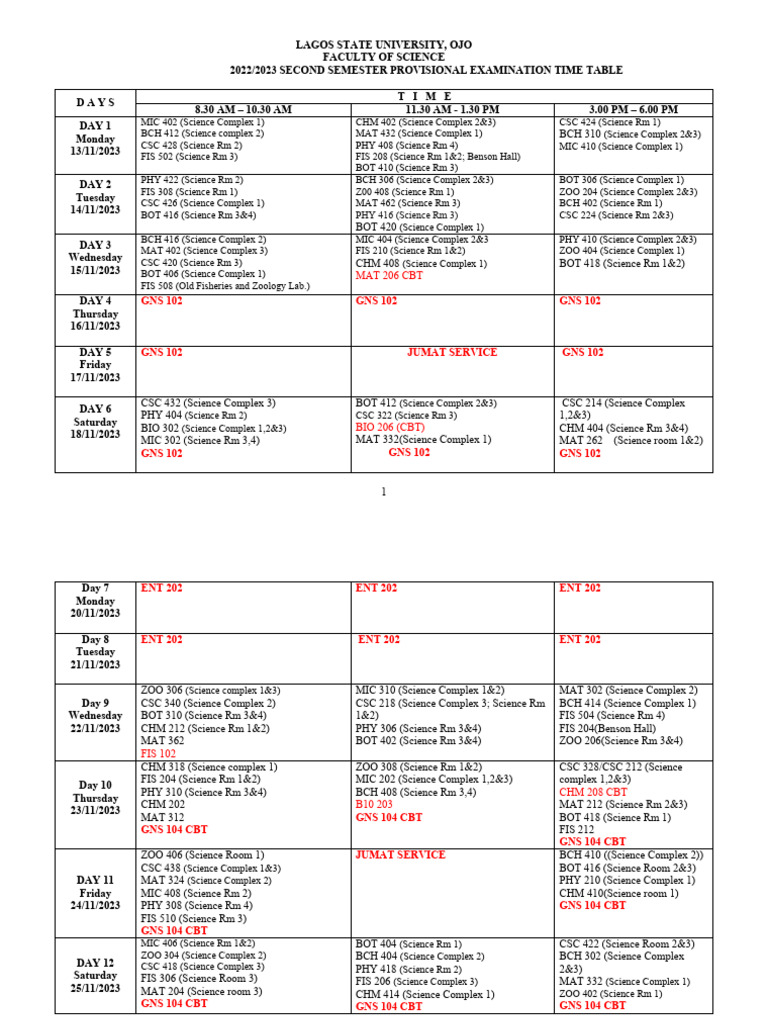 2022 2023 Provisional Second Semester Examination Timetable | PDF 2022 2023 Provisional Second Semester Examination Timetable | PDF